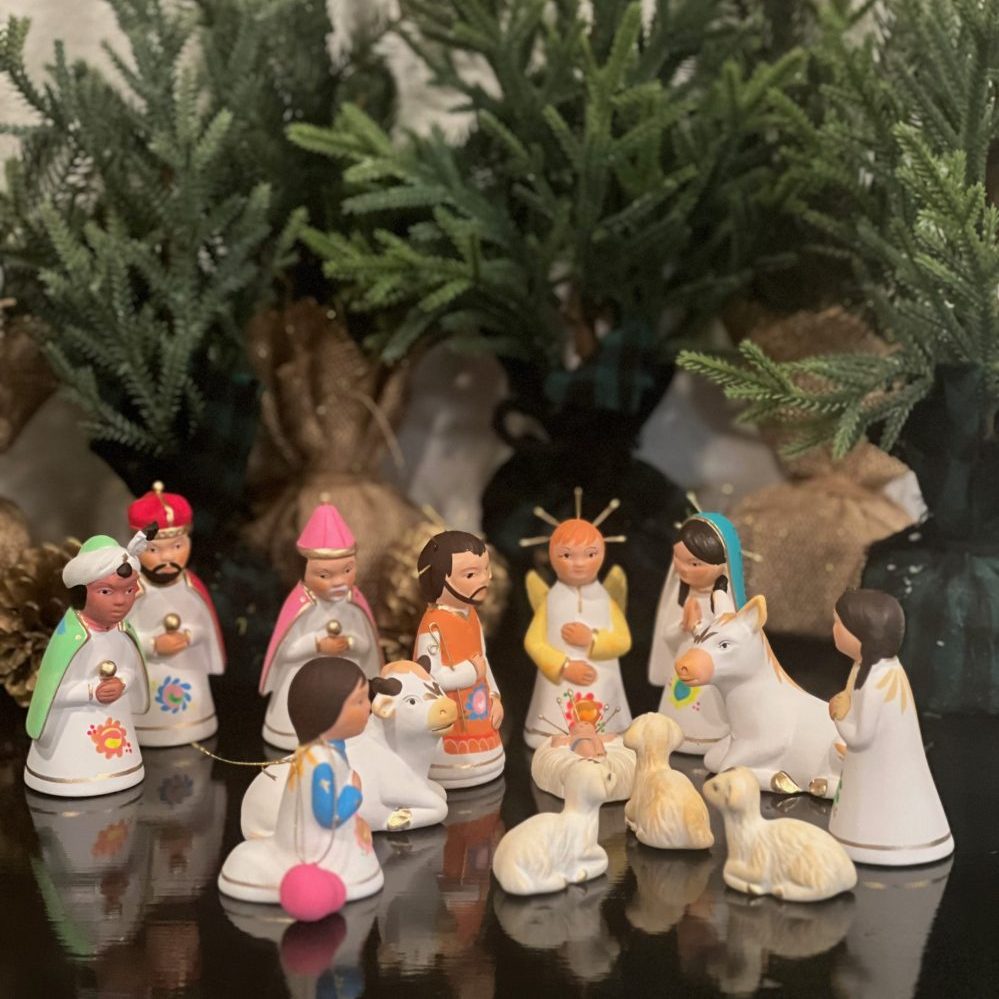 14-Piece Mexican Religious Nativity Set – Hand-Painted Clay Figures ...